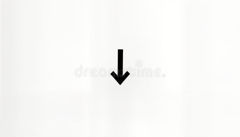 Isolated Black Arrow Points Downwards on Plain White Background. Simple ...