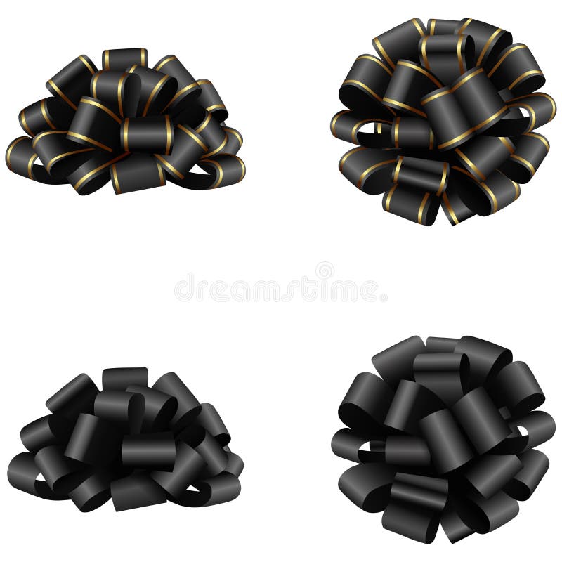 Isolated Black Bows. Side and Top View Stock Vector - Illustration of ...