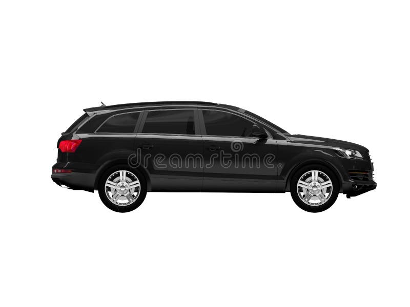 Isolated Black Car Side View Stock Illustration - Illustration of light ...