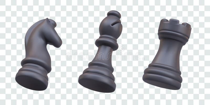 Isolated Black Chess Pieces in Tilted Position. Effect of Moving ...