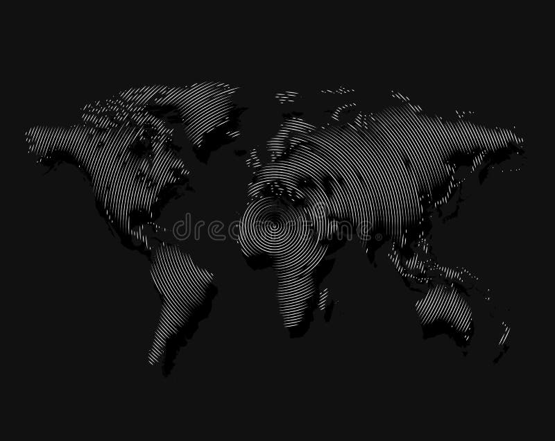 Isolated Black Color Worldmap of Lines Background, Earth Vector ...