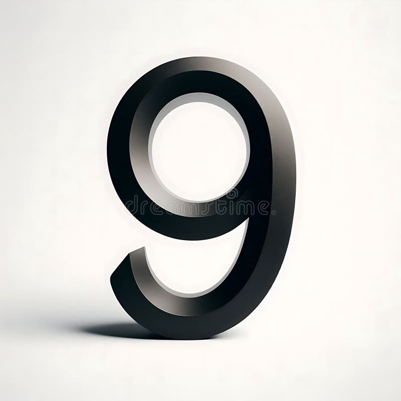 Isolated Black 3D Number 9 on White Background. Contemporary Design ... Isolated Black 3D Number 9 on White Background. Contemporary Design ...