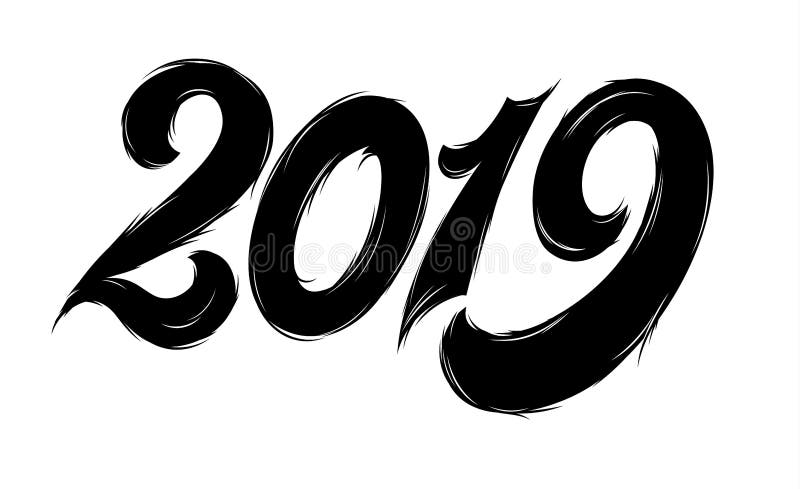 Isolated Black Fluffy Numbers for 2019 Year Vector Stock Vector ...