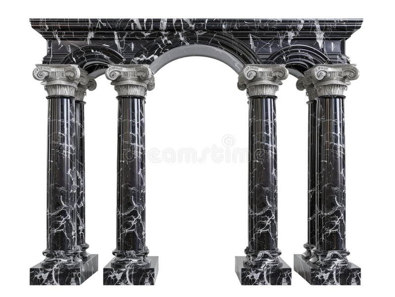 Isolated Black Marble Arch with Columns Against Transparent Background ...