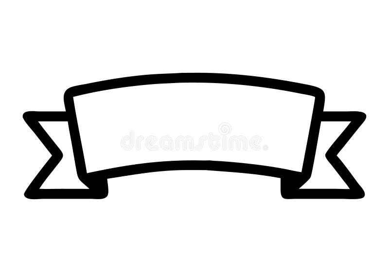 Isolated Black Outline Ribbon Shape with Transparent Background Design ...