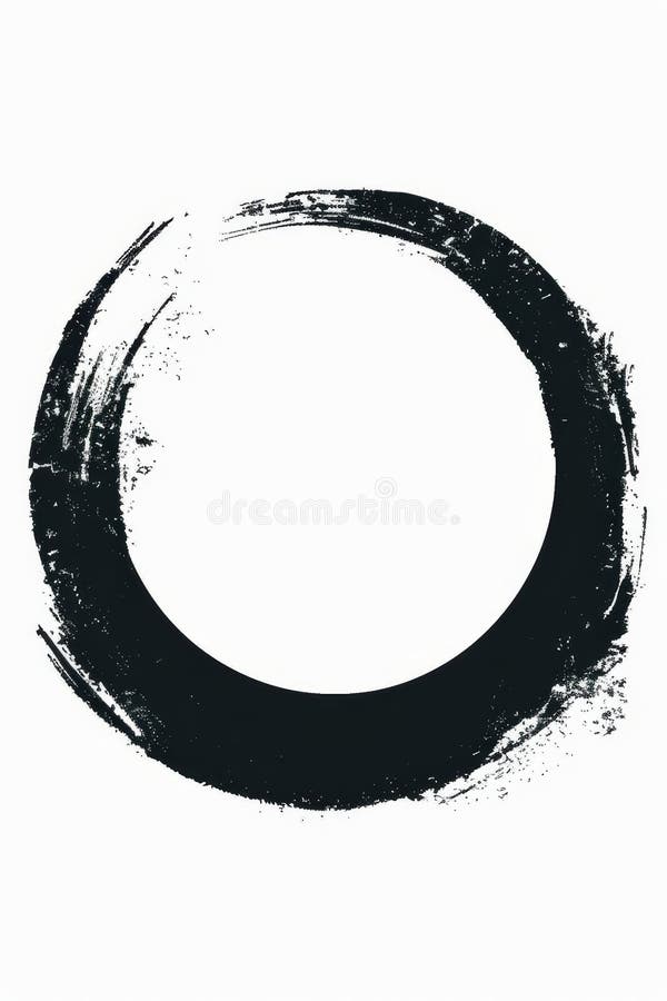 Isolated Black Paint Grunge Circle, Abstract Round Border Frame Element ...