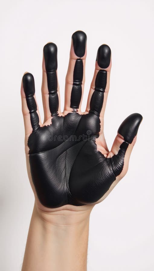 Isolated Black Palm Print on a Pure White Backdrop Handstamped Using ...