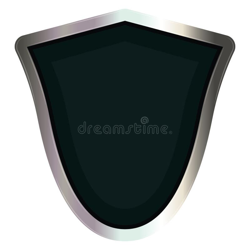 Isolated Black Protective Shield with Silver Borders Stock Vector ...