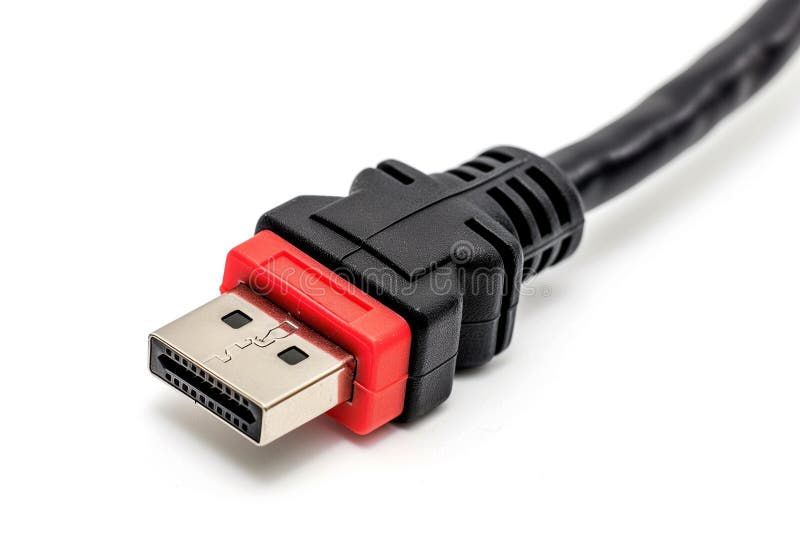 Isolated Black and Red Computer Cable on a Clean White Background Stock ...