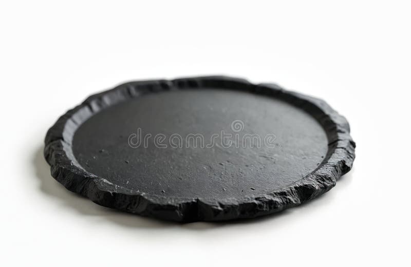 Isolated Black Round Graphite Board on White Background. Stone Plate ...