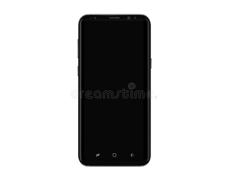 Isolated Black Smartphone Mockup with on Screen Button Stock ...