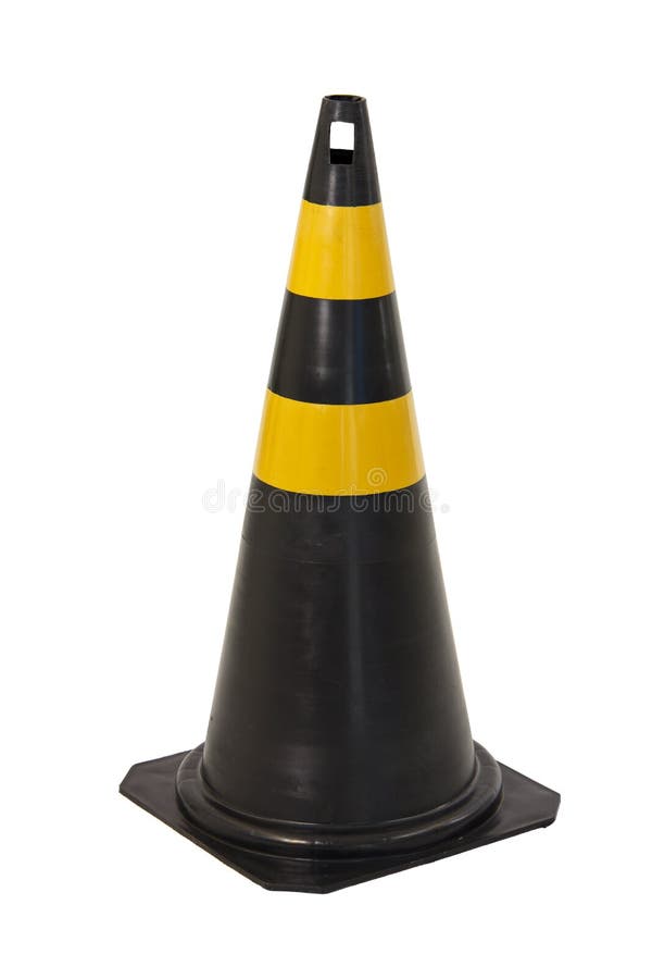 Isolated Black and Yellow Traffic Cone Stock Photo - Image of object ...