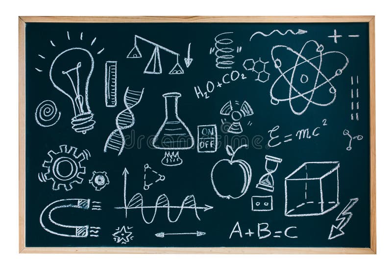 Isolated Blackboard with Drawings and Symbols Stock Image - Image of ...