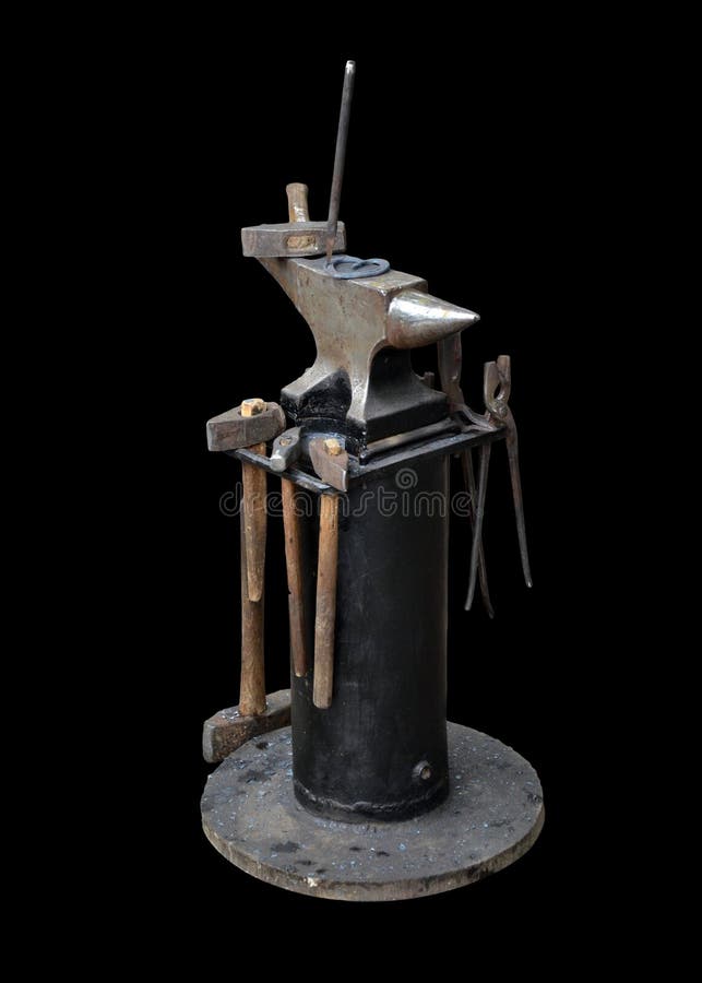 Isolated Blacksmith Anvil on the Frame and a Set of Blacksmith T Stock ...