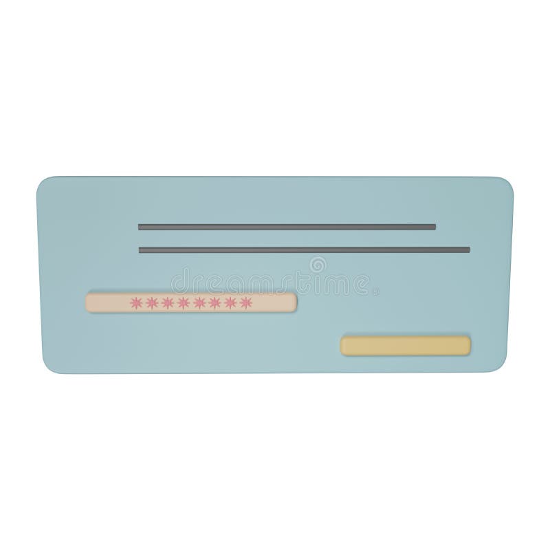 Isolated Blank Cheque Icon in 3D Render Stock Illustration ...