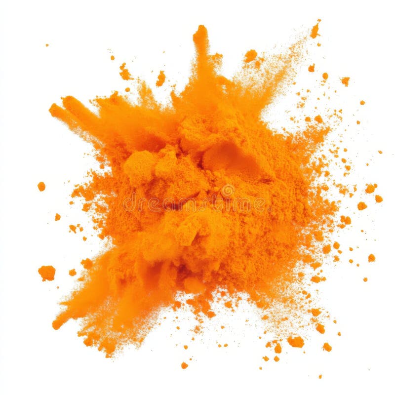 An Isolated Blast of Orange Powder on a White Background Forms an ...