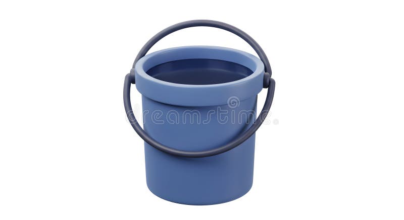 Isolated Blue Bucket 3D Rendering on White Background for Multipurpose ...