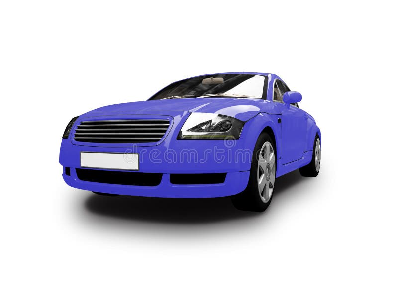 Isolated Blue Car Front View Stock Illustration - Illustration of ...