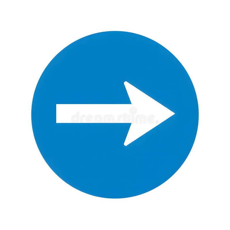 Isolated Blue Circle with a White Arrow Pointing Right Stock ...