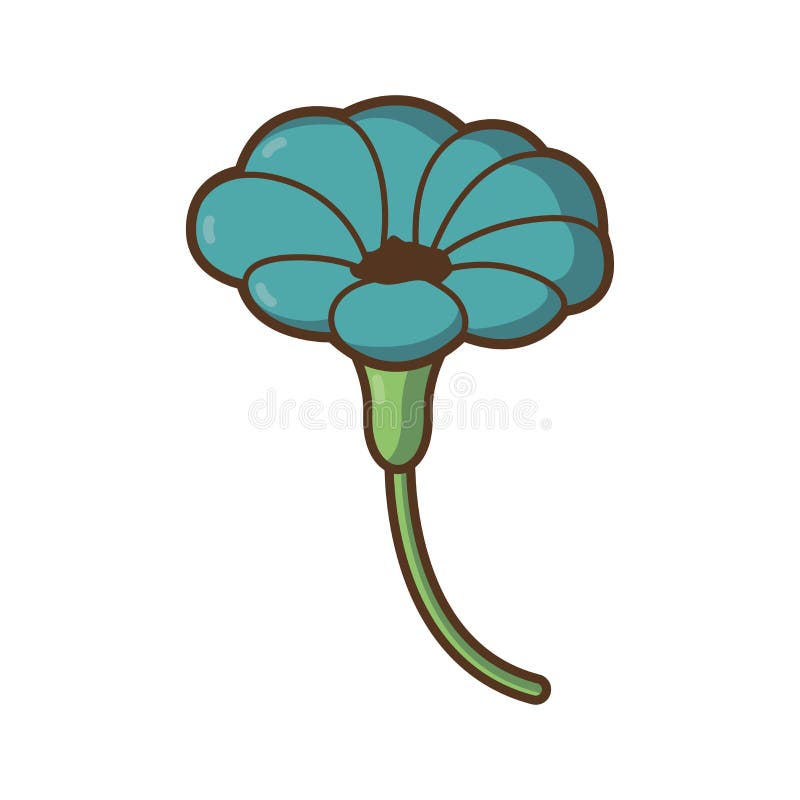 Isolated Blue Comic Flower Icon Stock Vector - Illustration of ...