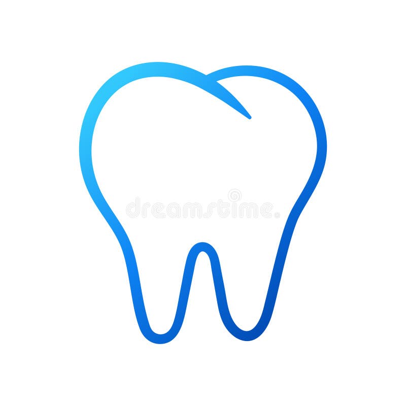 Blue Outline Gradient Tooth Icon Stock Vector - Illustration of ...