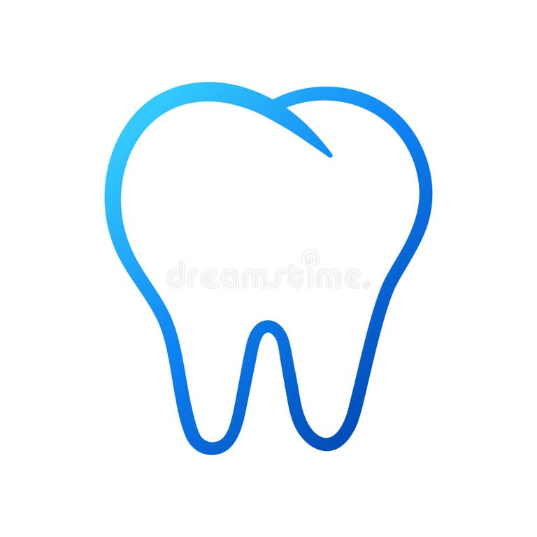 Blue Outline Gradient Tooth Icon Stock Vector - Illustration of ...