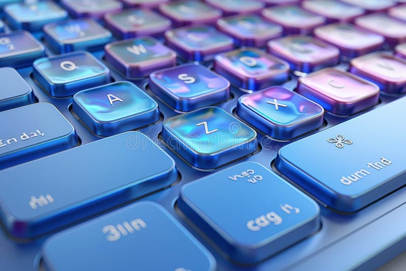 Isolated Blue Keyboard with Keys for Text Entry and 3d Illustration ...