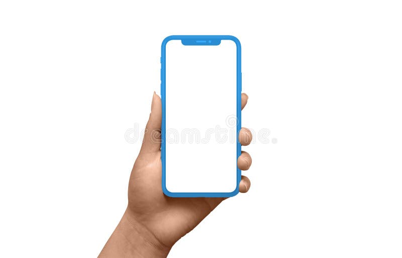 Isolated Blue Phone in Woman Hand. Concept of Flat Design Interface ...