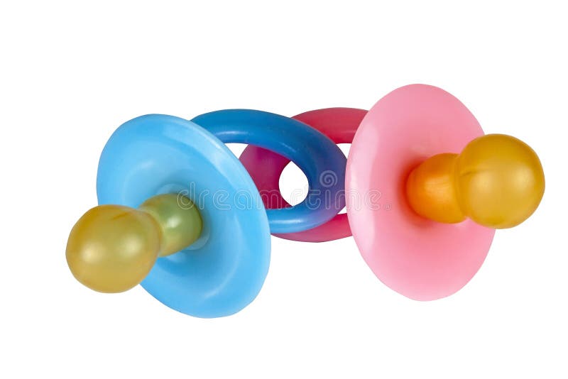 Two Pink Dummies or Pacifiers Stock Photo - Image of colorful, details ...