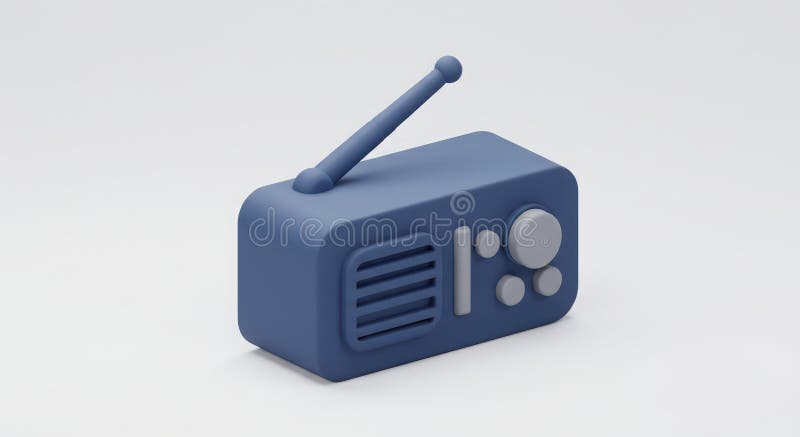 Isolated Blue Radio Receiver with Antenna on White Background 3d Render ...
