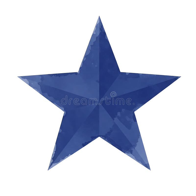 Isolated Blue Star Design with Watercolor Texture on White Background ...