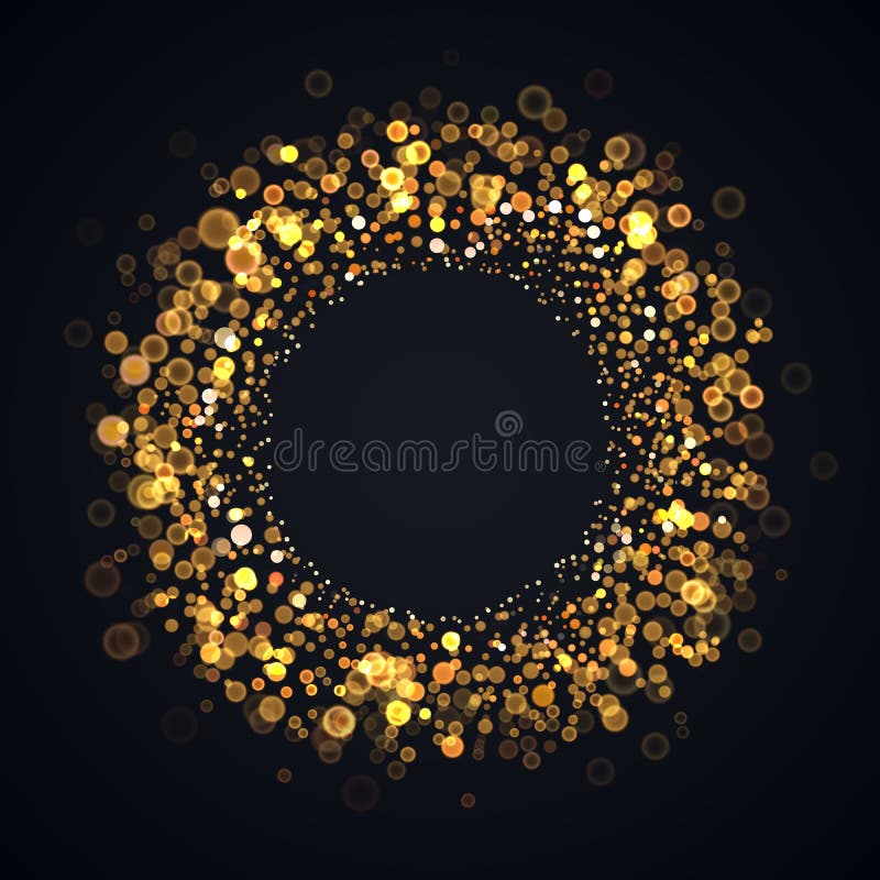 Isolated Blurred Abstract Round Frame on Dark Background. Golden Burst ...