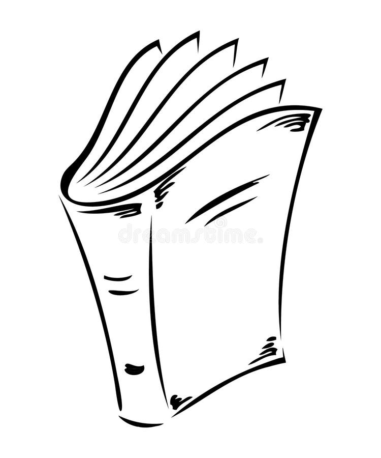 Outlined Isolated Book with Pencil Stock Vector - Illustration of ...