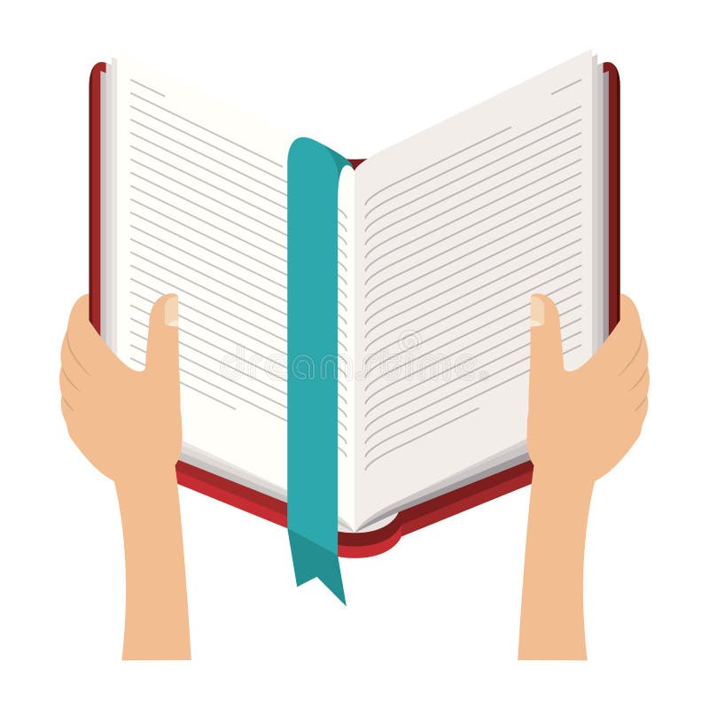 Hands with Library Books in White Background Icon Stock Vector ...