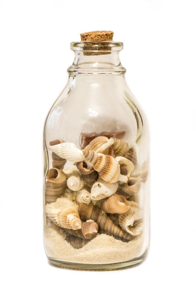 Marine Still Life With Shells And A Glass Bottle Stock Image - Image of ...