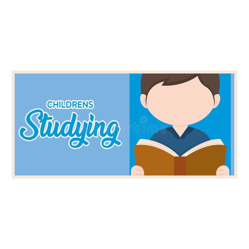 Isolated Boy Childrens Studying Stock Vector - Illustration of little ...