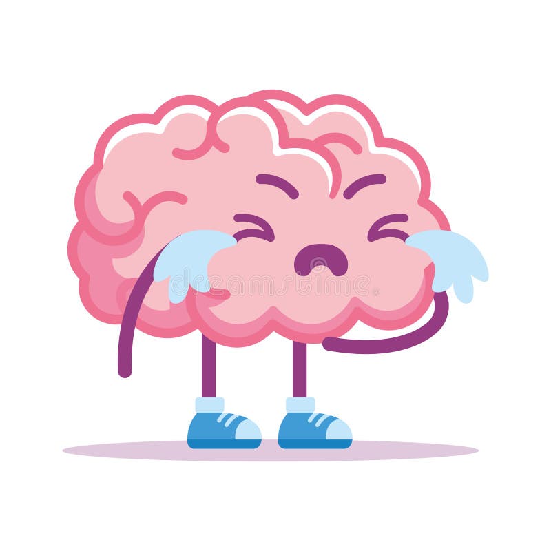 Isolated brain cry emoji stock vector. Illustration of happy - 196461186