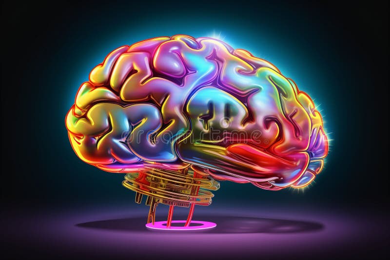 A Isolated Brain Illustration with Multicolored Lighting Effects ...