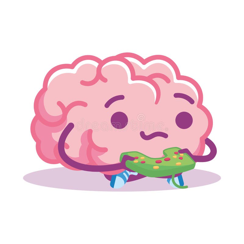 Isolated Brain Scared Fleeing Mascot Character Cartoon Stock Vector ...