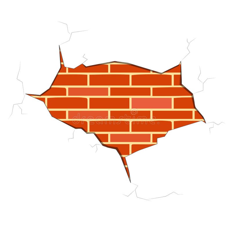 Isolated brick wall crack stock vector. Illustration of detail - 137625251