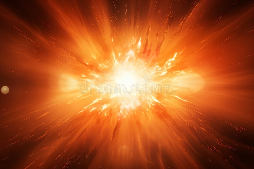 Isolated Bright Flash Explosion with Sun Rays and Lens Flare Effects on ...