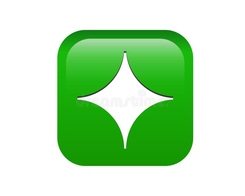 Bright Green Rounded Square Decorative Bullet Sparkle Star Point Icon ...