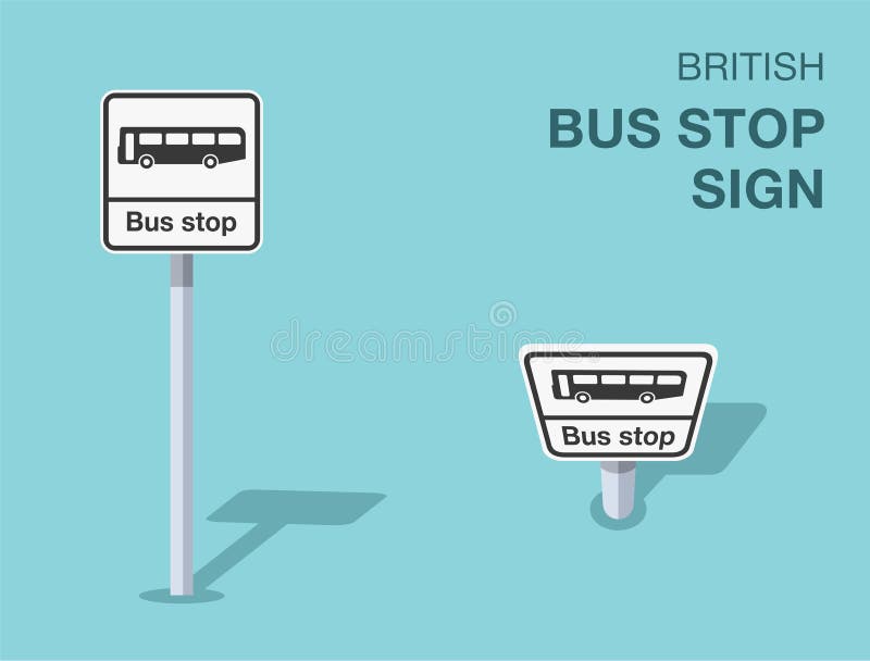 Isolated British Bus Stop Sign. Front and Top View. Vector Illustration ...