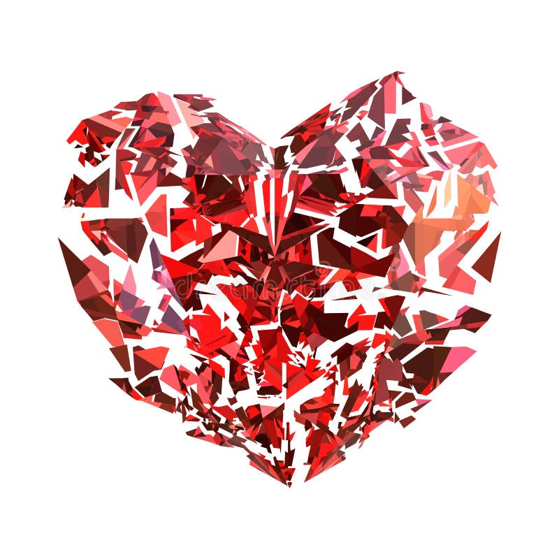 Isolated Broken Red Ruby Heart Stock Vector - Illustration of glossy ...