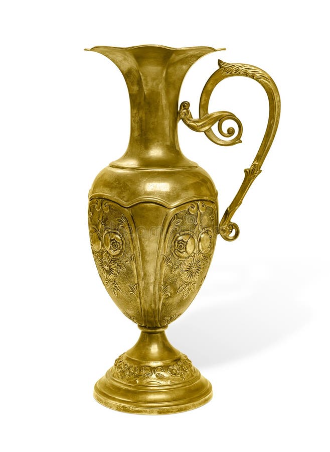 Isolated Bronze Pitcher with Fancy Curved Handle Stock Photo - Image of ...