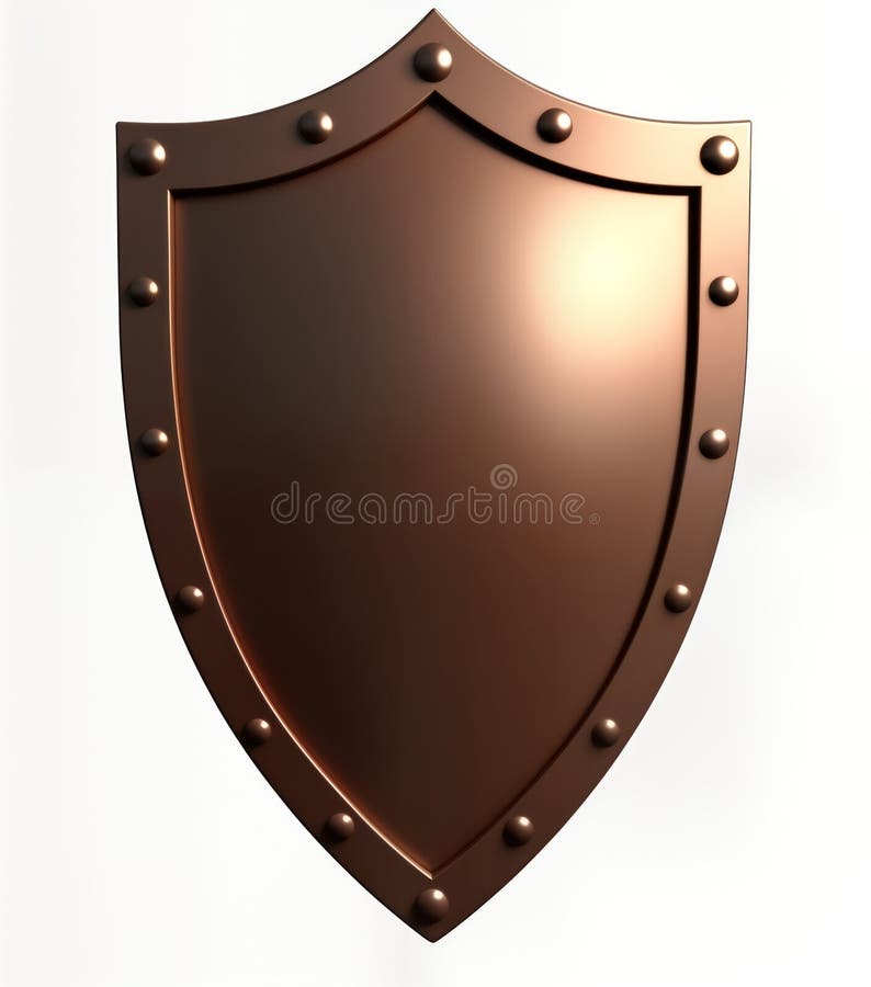 Isolated Bronze Shield Design on White Background. Strong Symbol for ...