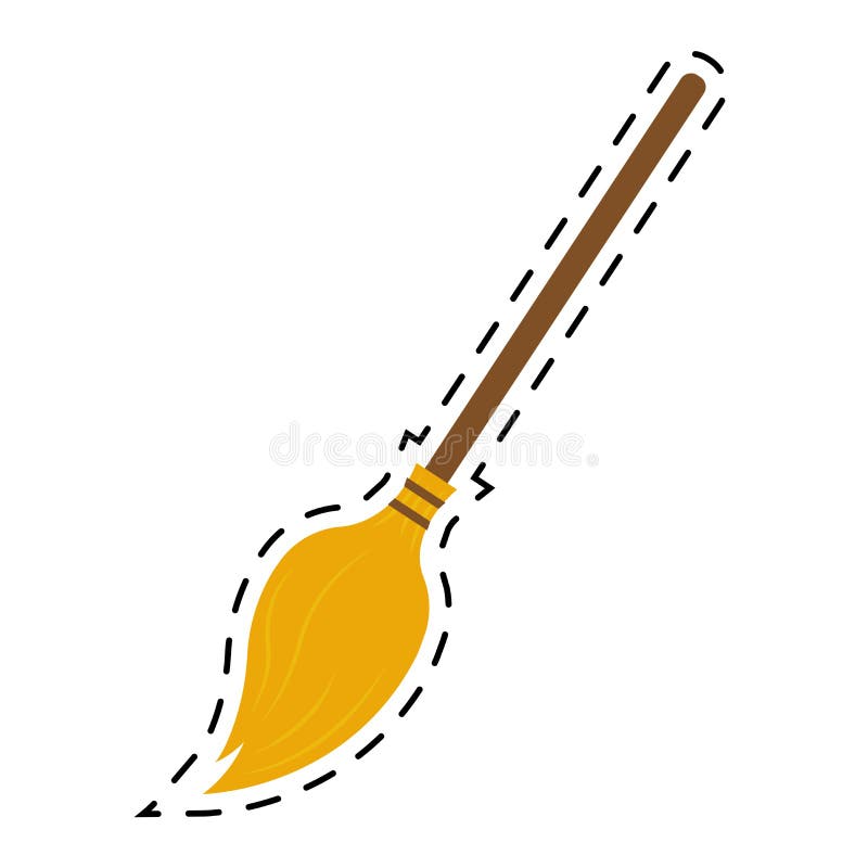 Isolated Broom Halloween Sticker Stock Vector - Illustration of holiday ...