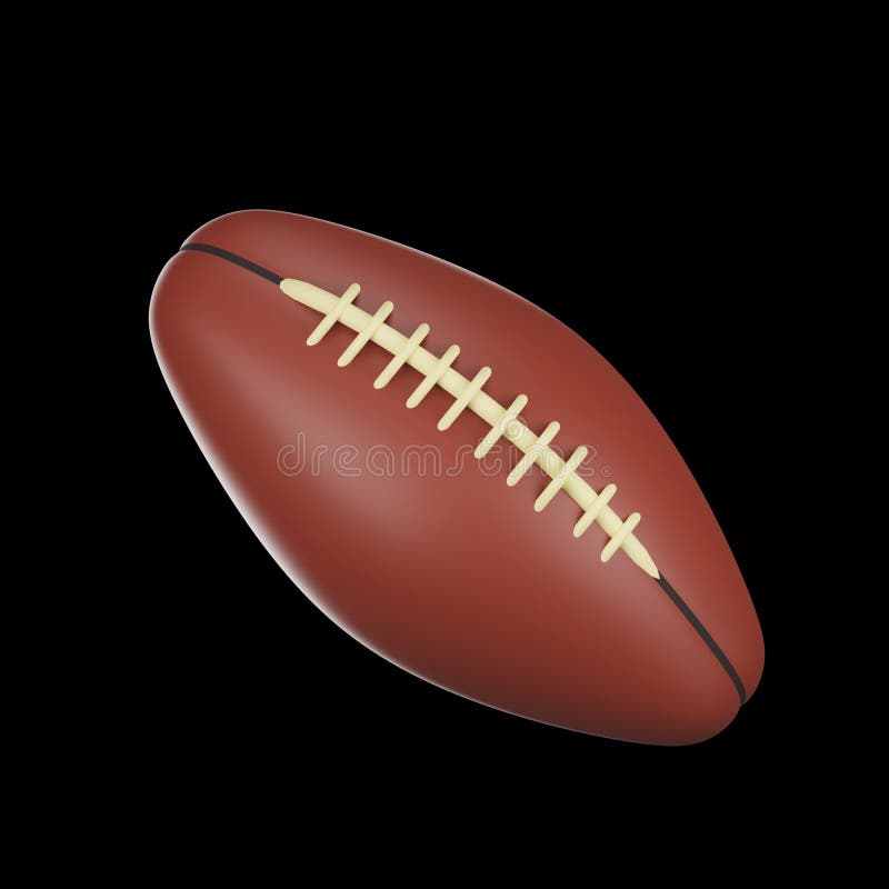 Isolated Brown Rugby Ball 3D Render Over Black Stock Illustration ...