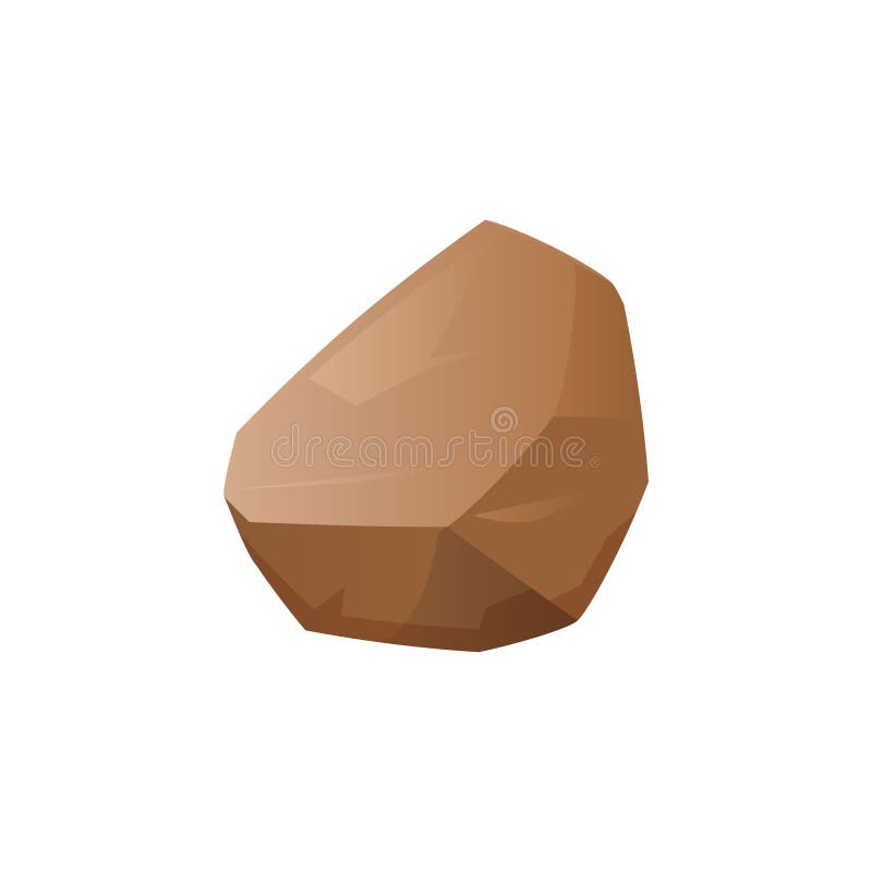 Isolated Brown Stone, Cartoon Style Vector Illustration on White Stock ...