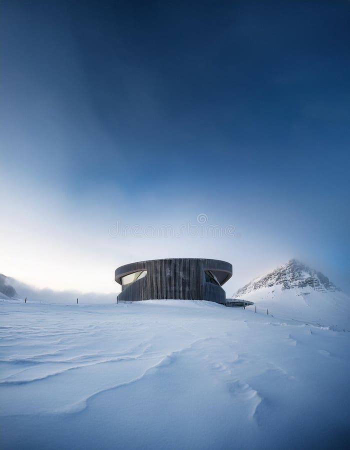 Isolated Brutalist Structure in Arctic Landscape Stock Photo - Image of ...